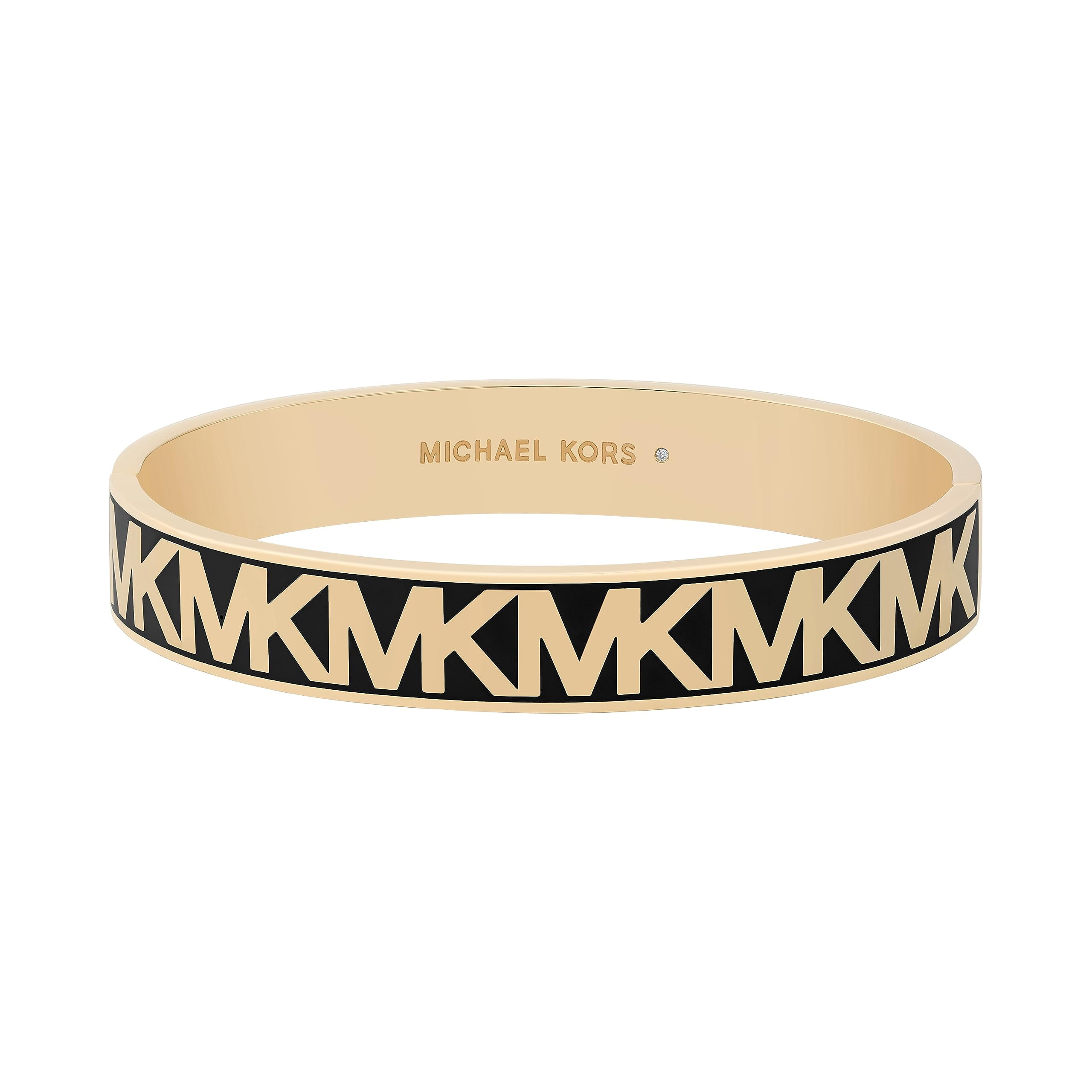 Michael Kors Brass and Enamel MK Logo Bangle Bracelet for Women, Color ...