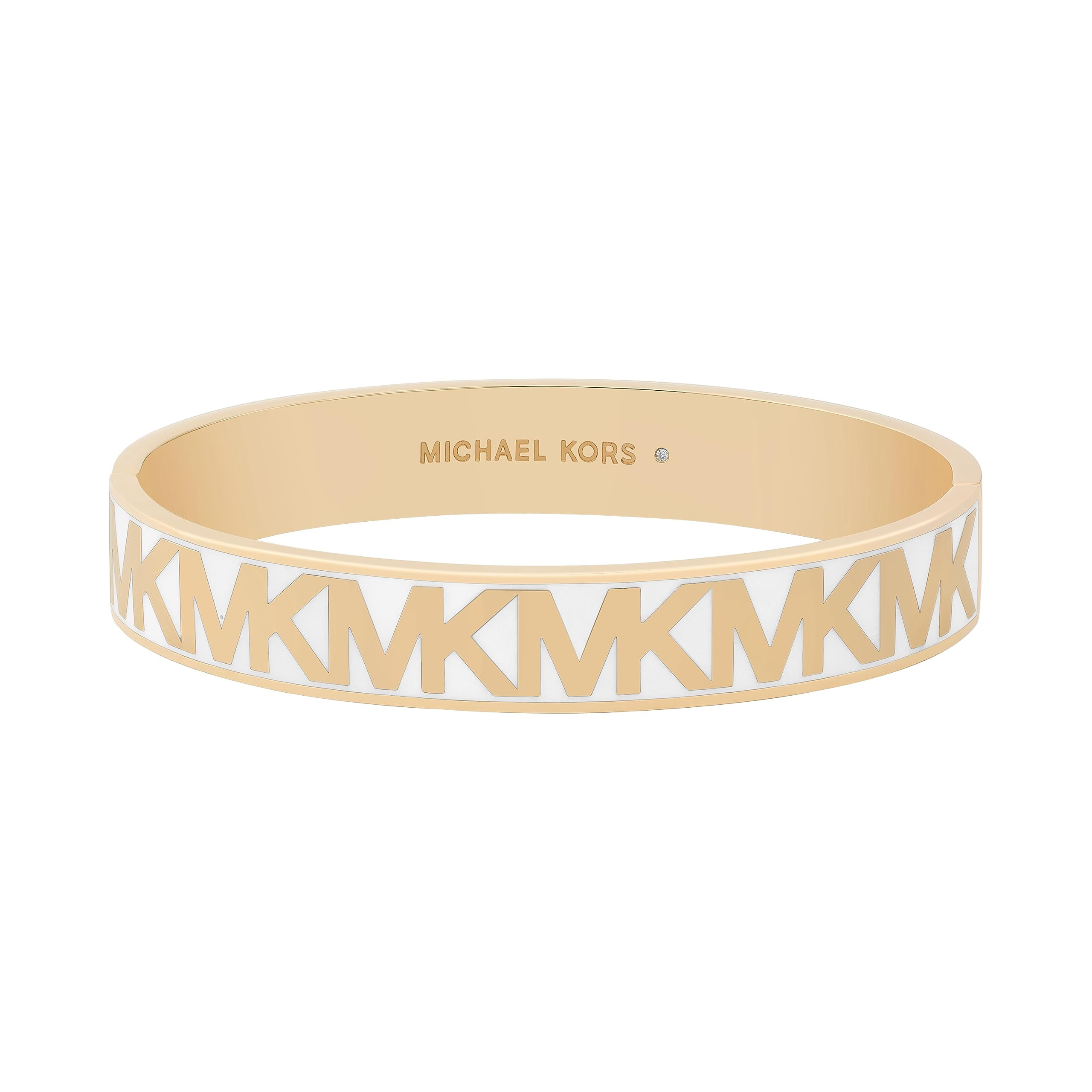 Michael Kors Brass and Enamel MK Logo Bangle Bracelet for Women, Color ...