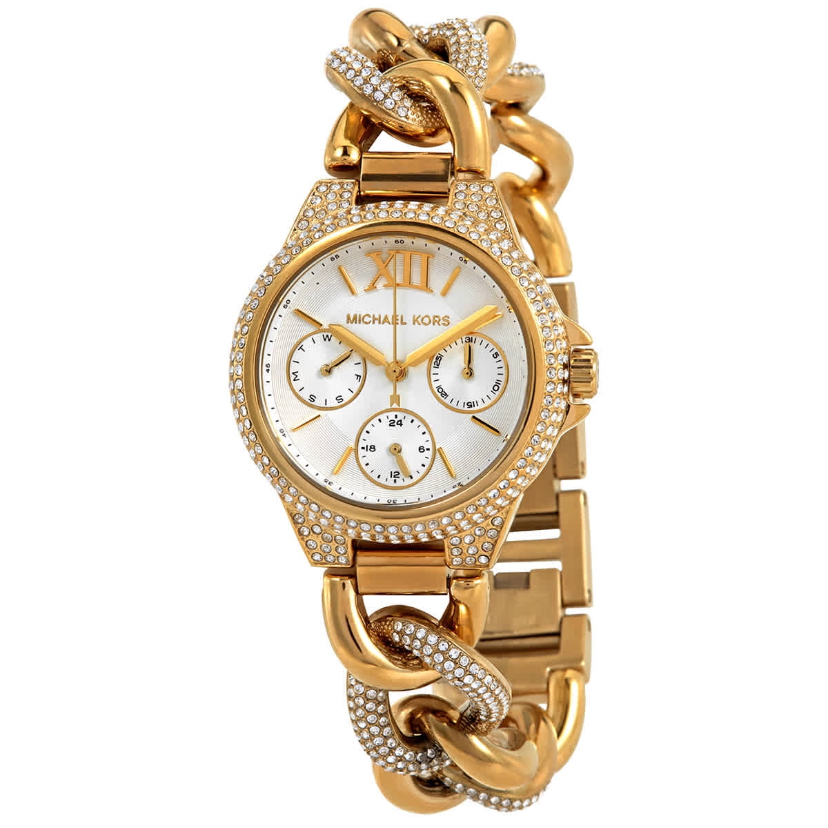 Michael Kors Camille Chronograph Quartz Crystal White Dial Watch MK6842 ...