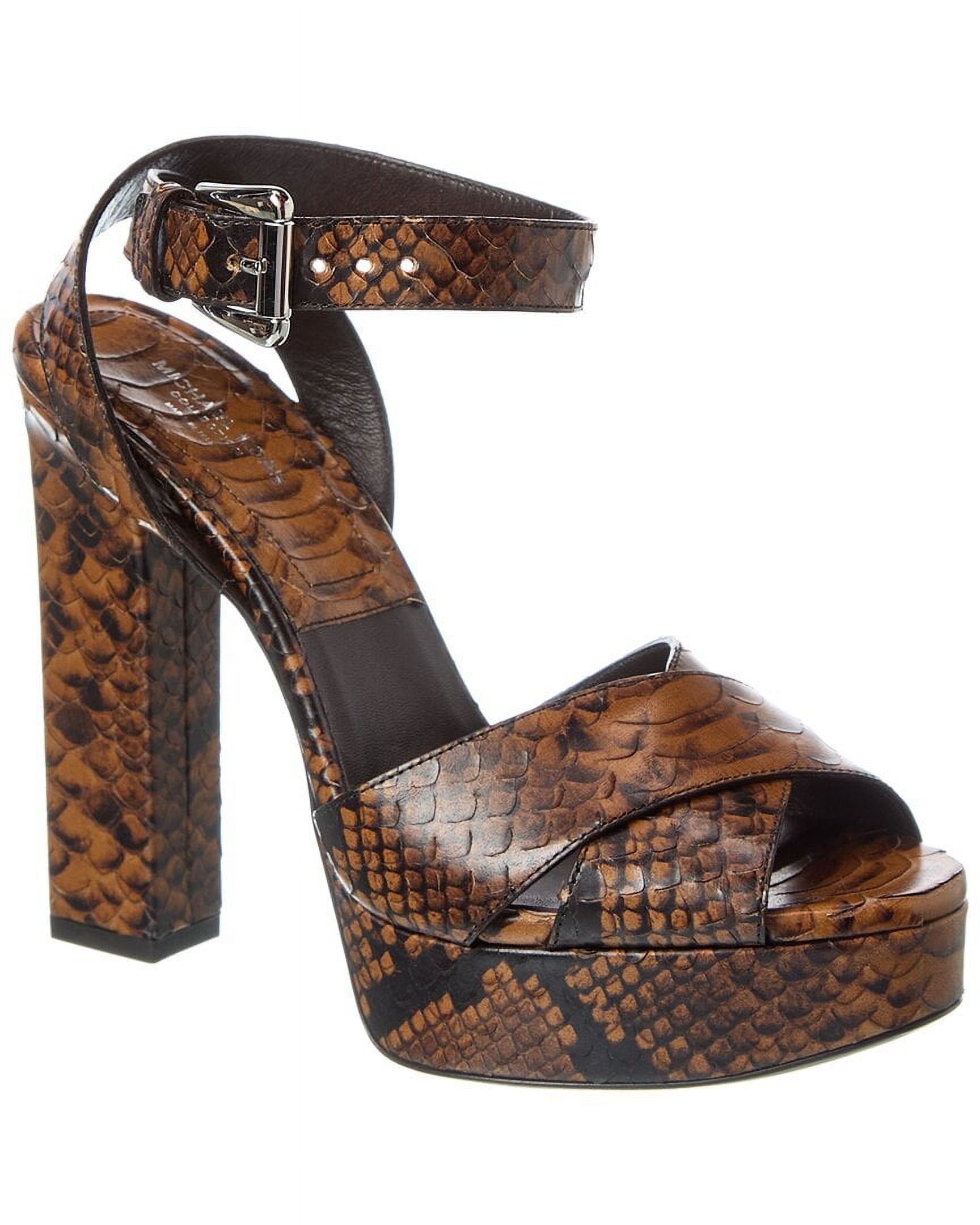 Michael Kors Cannon Runway Python-Embossed Leather Platform Sandal, 37 ...