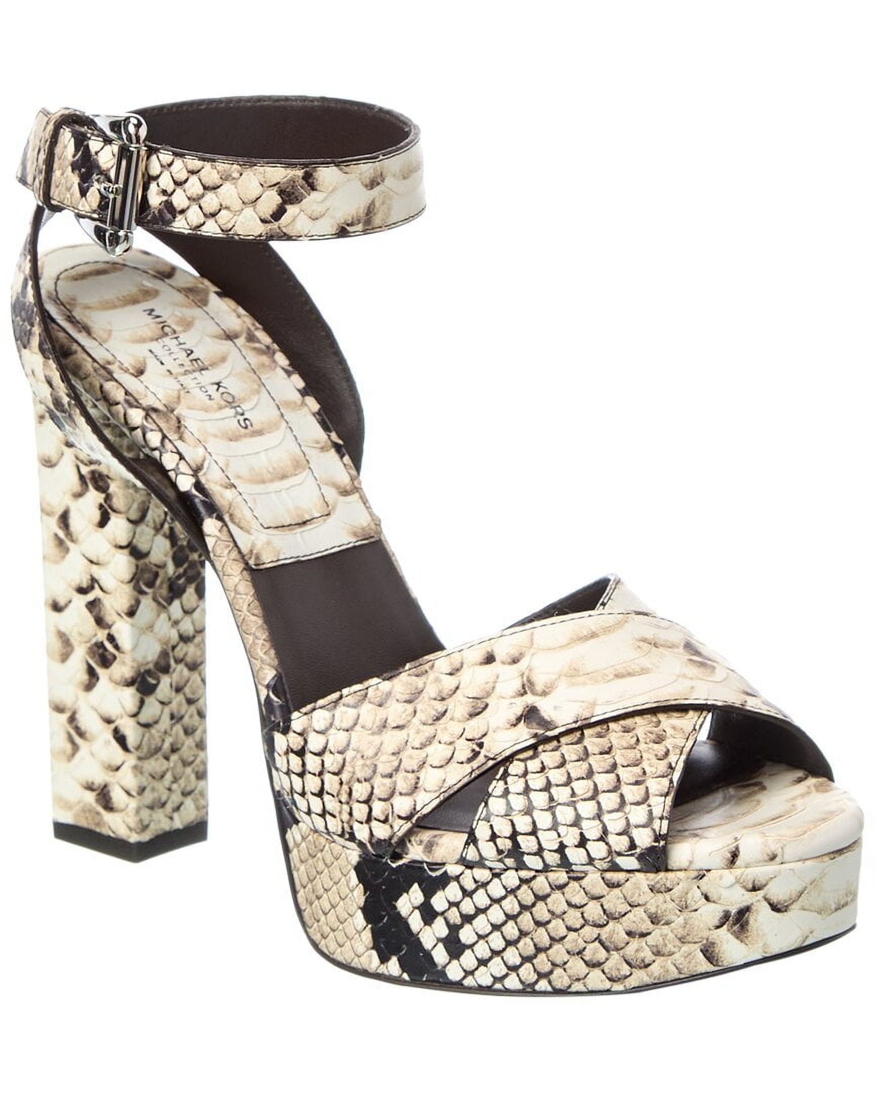 Michael Kors Cannon Runway Python-Embossed Leather Platform Sandal, 40. ...
