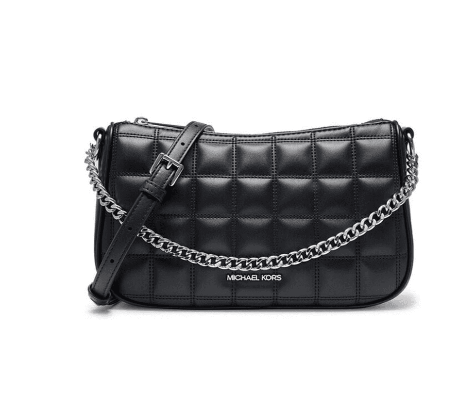 Michael Kors Carmela Medium Pebble Leather Pouchette Crossbody In Black ...