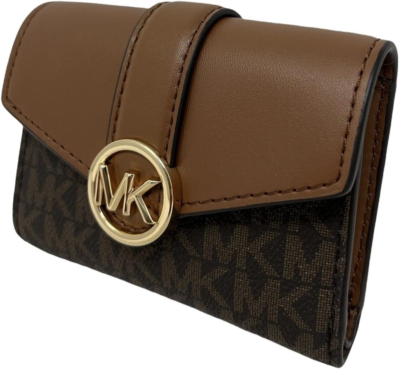 Michael Kors Carmen Medium Bifold Wallet - Brown Signature Logo, MK ...