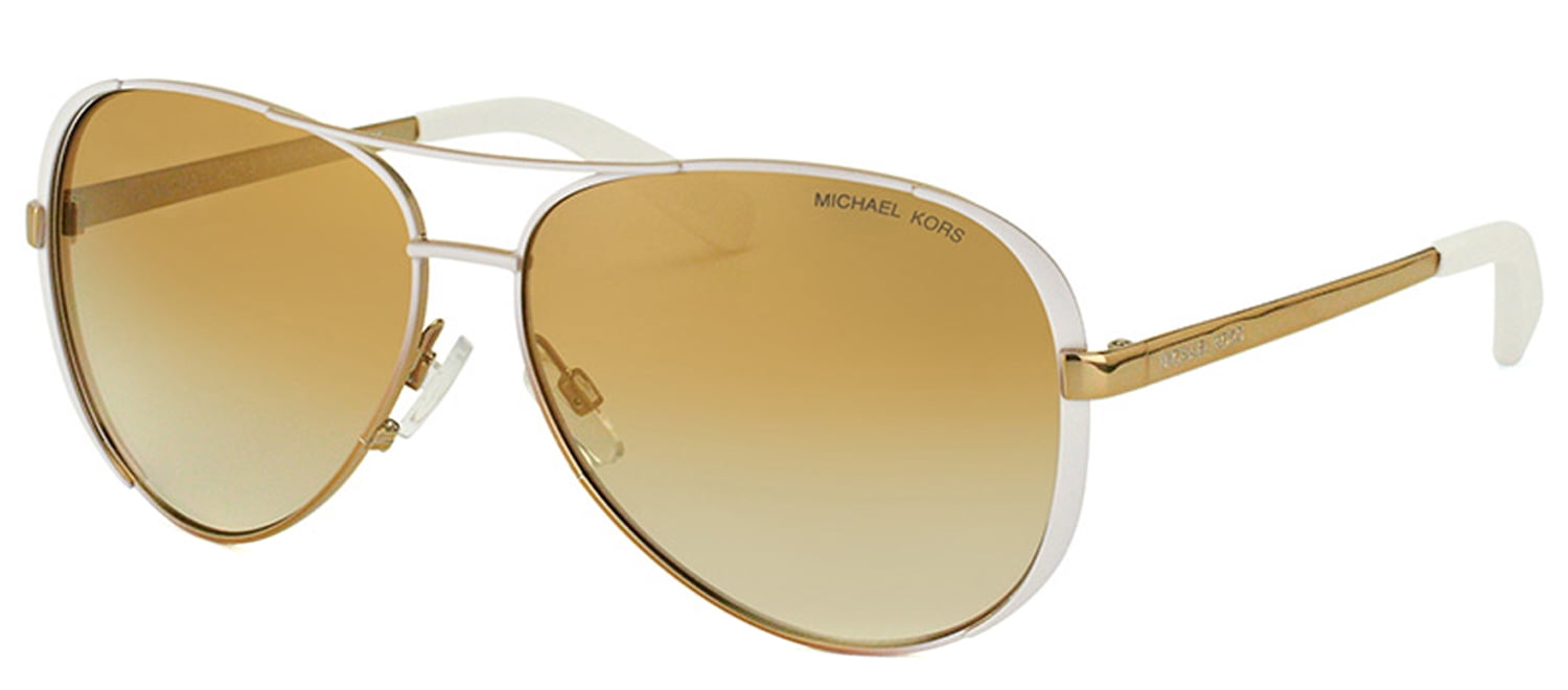 Michael Kors Chelsea Metal Womens Aviator Sunglasses White/ Gold Fade ...