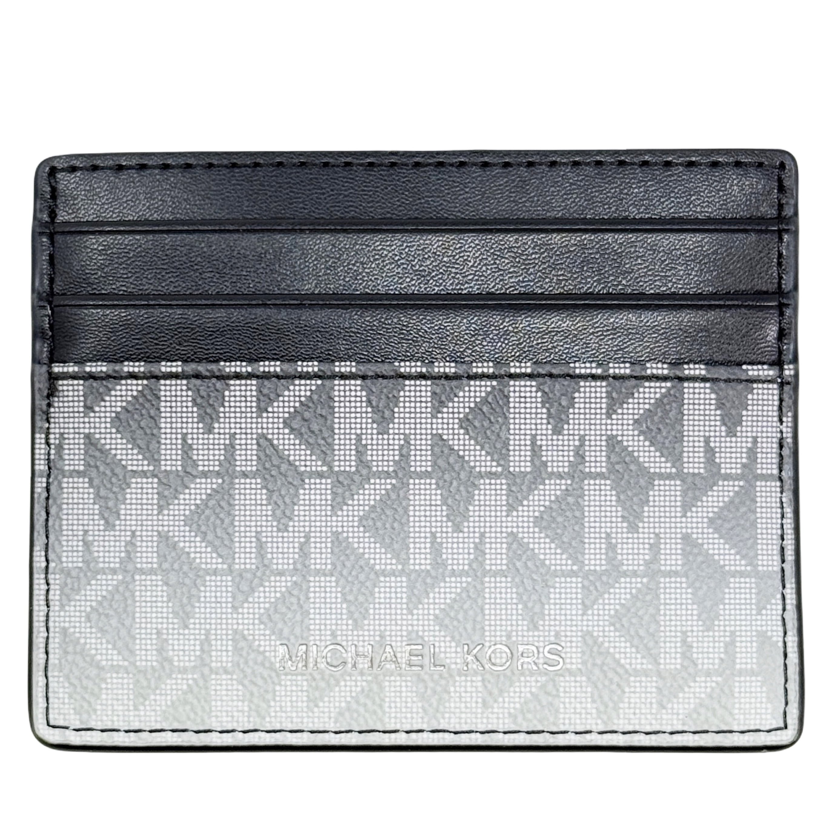 Michael Kors Cooper Ombré Logo Print Canvas Tall Card Case (Black ...