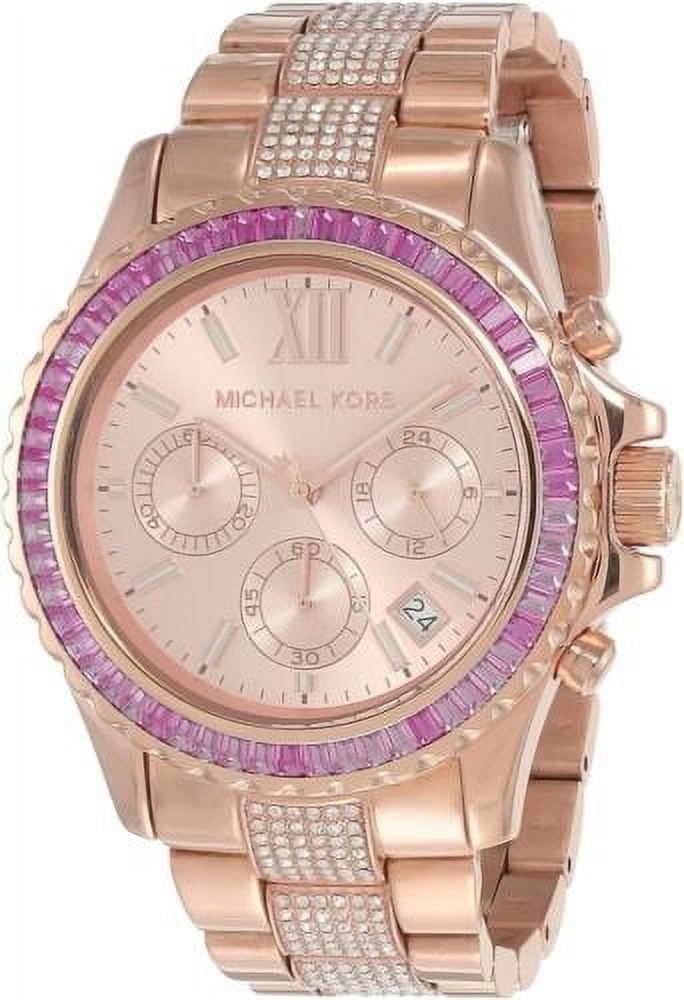 Michael Kors Everest Women's Rose Gold Pink Stainless Chronograph Watch ...