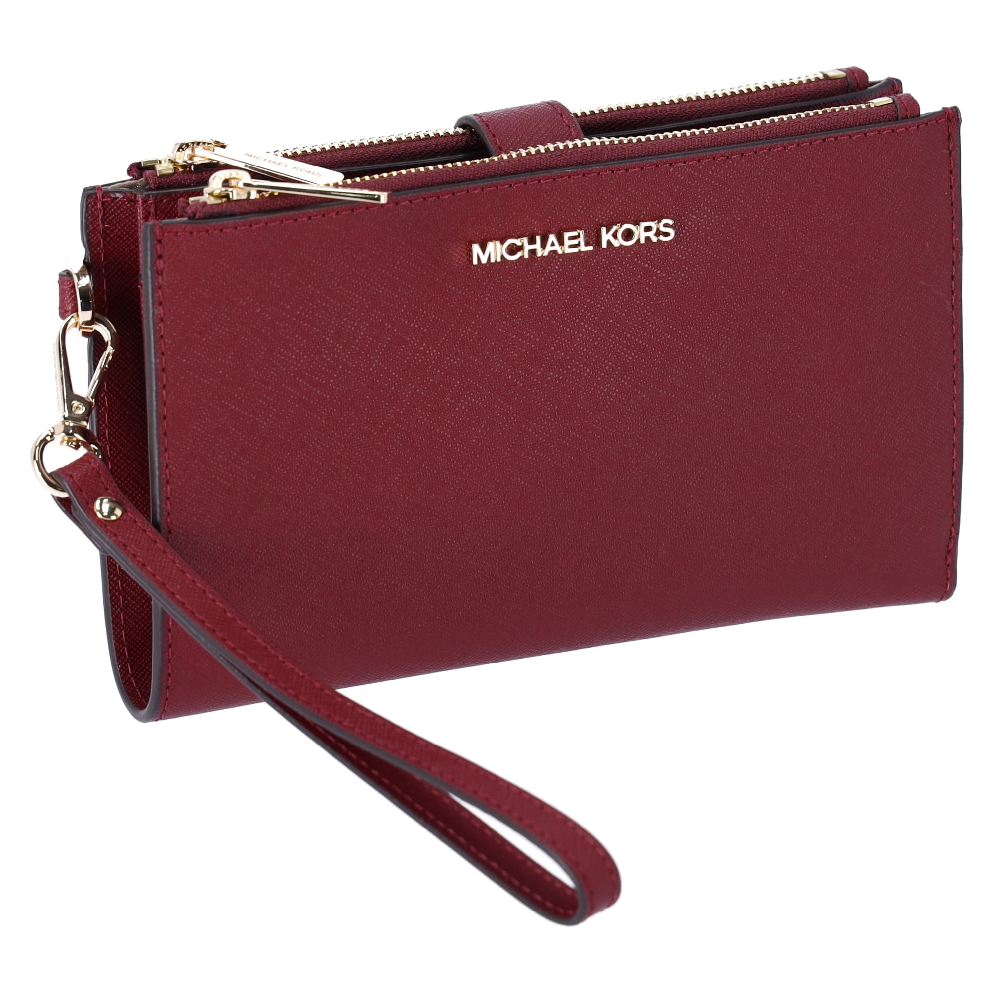 Michael Kors Jet Set Double Zip Wristlet Wallet, Dark Cherry, Large ...