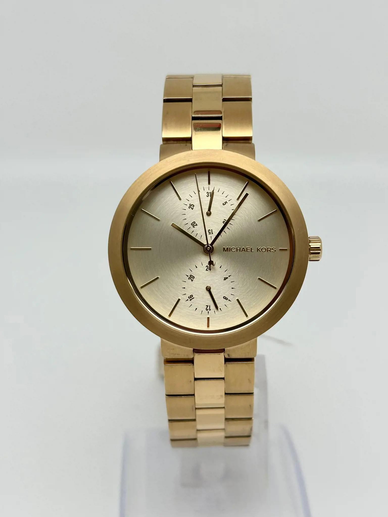 Michael Kors Garner Gold-Tone Steel Champagne Dial Ladies Quartz Watch ...
