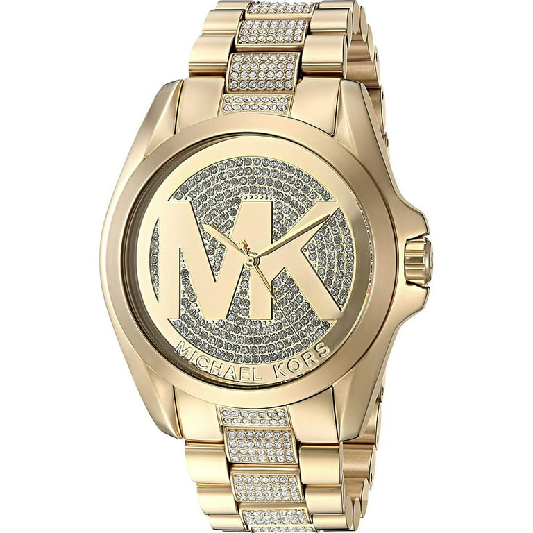 Michael Kors Gold Bradshaw MK Logo Crystal Glitz Ladies 43mm Michael Kors Gold Bradshaw MK Logo Crystal Glitz Ladies 43mm