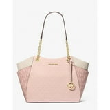 Michael Kors Jet Set Large Tote Bag, Color-Block Navy, Signature Logo ...