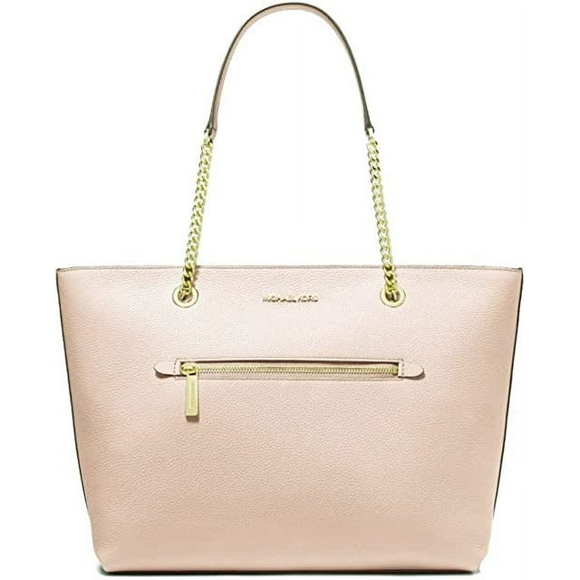 Michael Kors Jet Set Medium Pebbled Leather Chain Tote Bag (Buff ...