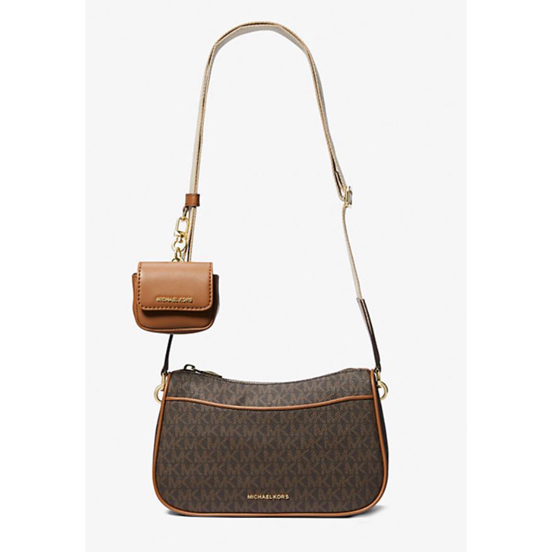 Michael Kors Jet Set Medium Signature Logo Crossbody Bag with Case for Apple AirPods Pro ...