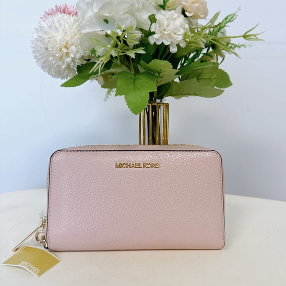 Michael Kors Signature Jet Set Phone Wallet Wristlet, Pebbled Leather ...