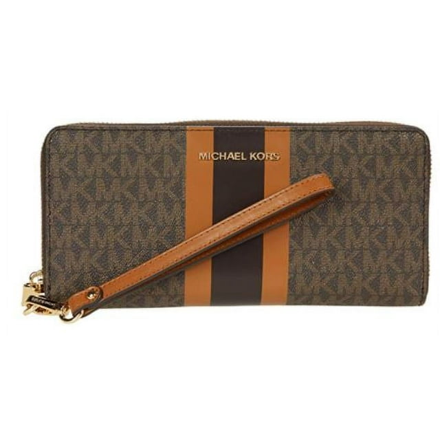Michael Kors Leather Jet Set Travel Continental Wallet, Brown/Acorn ...
