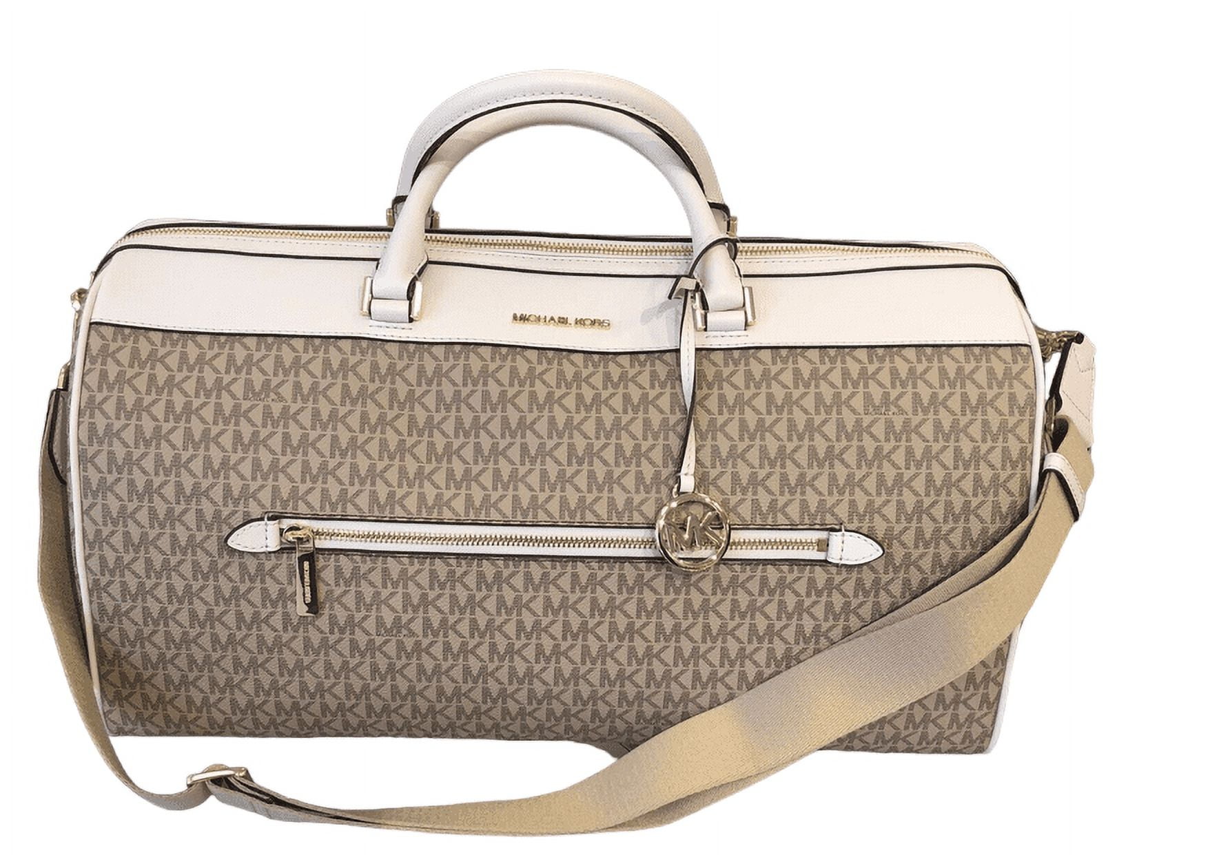 Michael Kors Jet Set Travel Large Duffle Bag PVC Signature Light Cream ...