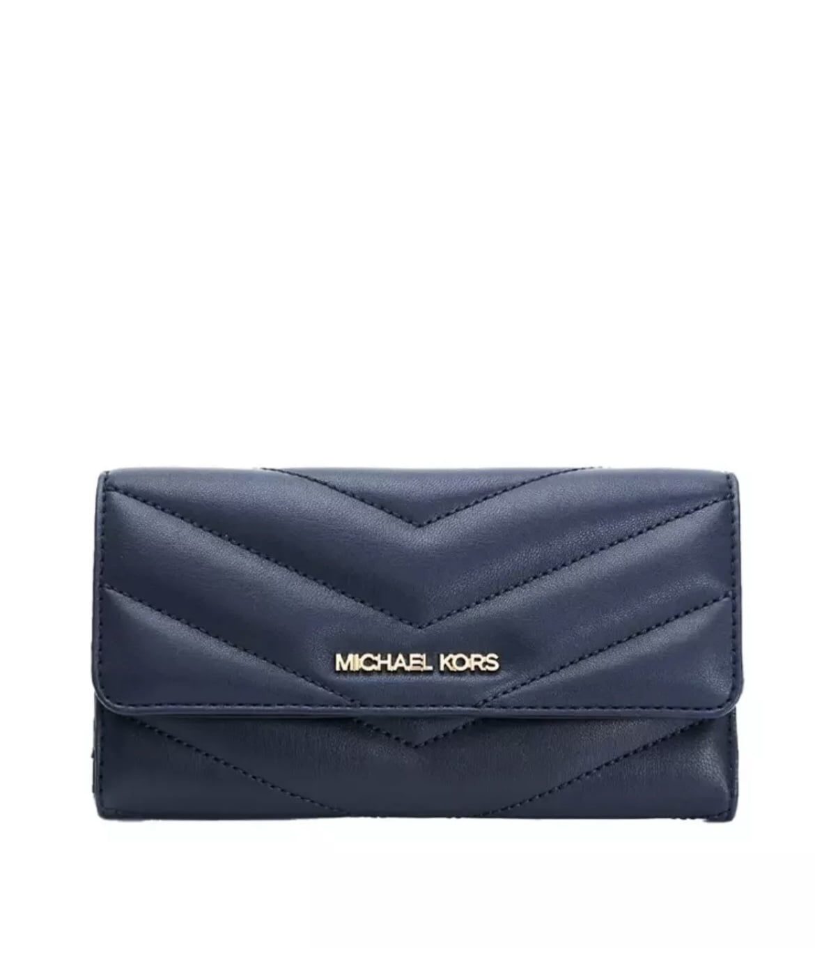 Michael Kors Jet Set Travel Large Trifold Wallet Quilted Stripe Dark ...