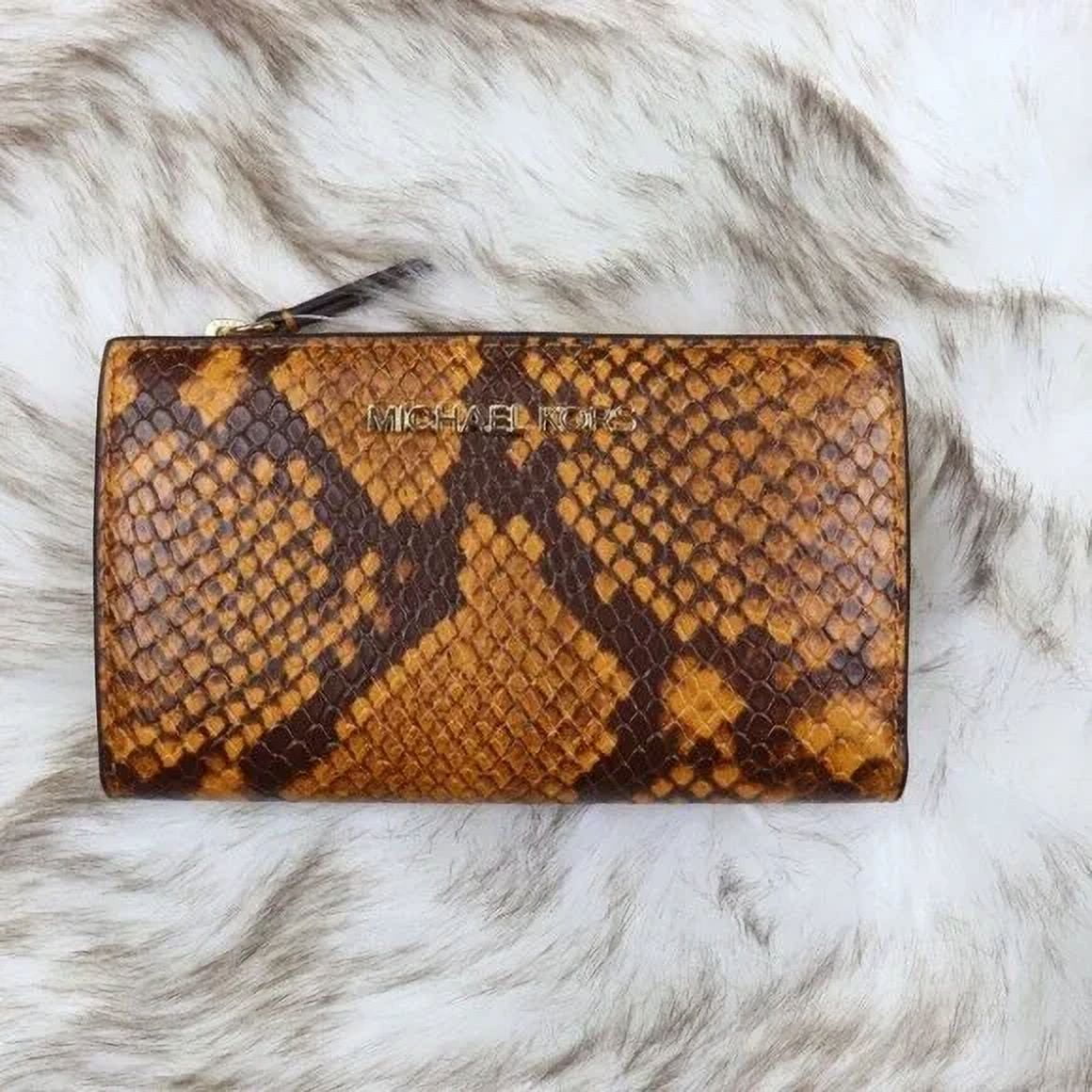 Michael Kors Jet Set Travel Small Zip Card Case Wallet Signature MK ...