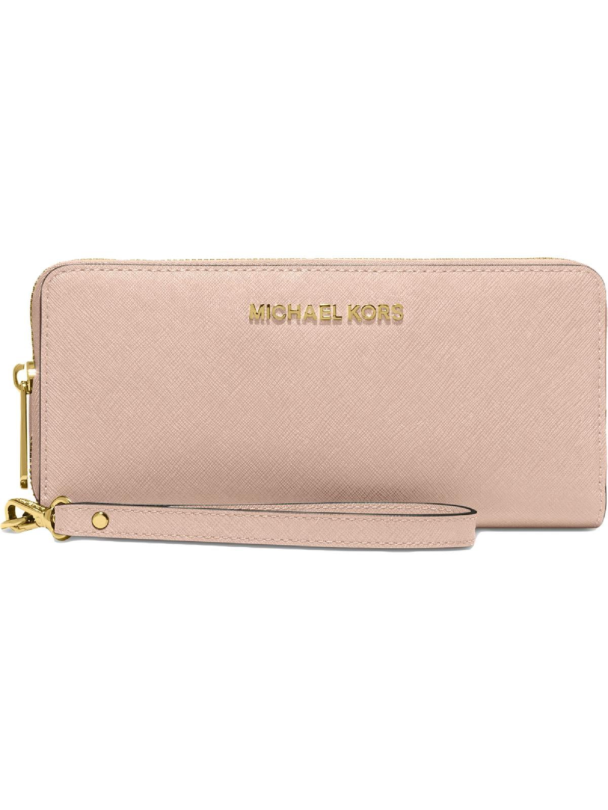 Michael Kors Signature Women's Jet Set Leather Travel Wristlet Wallet ...