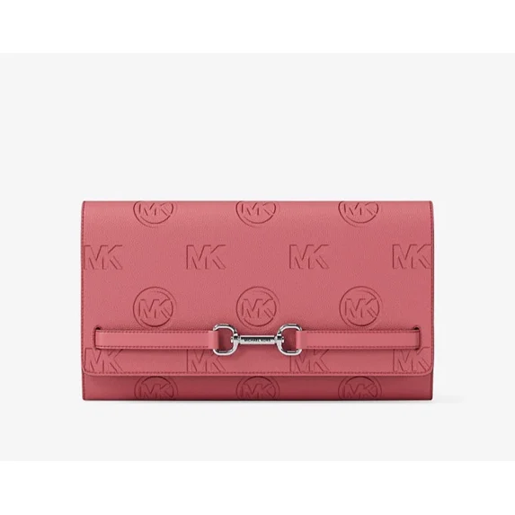 Michael Kors Large Carson Wallet On Chain Embossed Logo Crossbody Bag ...