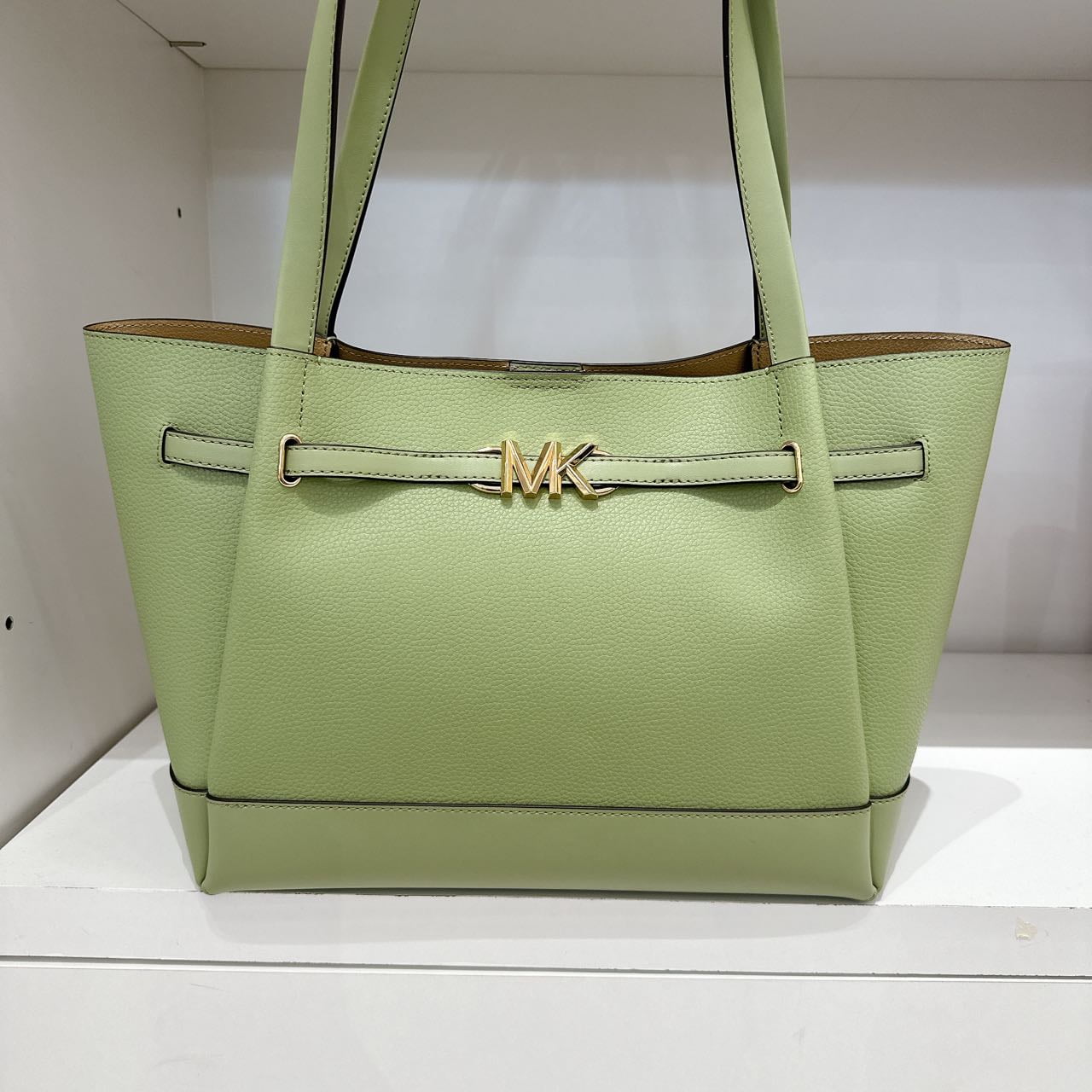 Michael Kors Leather Solid Print Shoulder Tote Purse Handbag, Sage ...