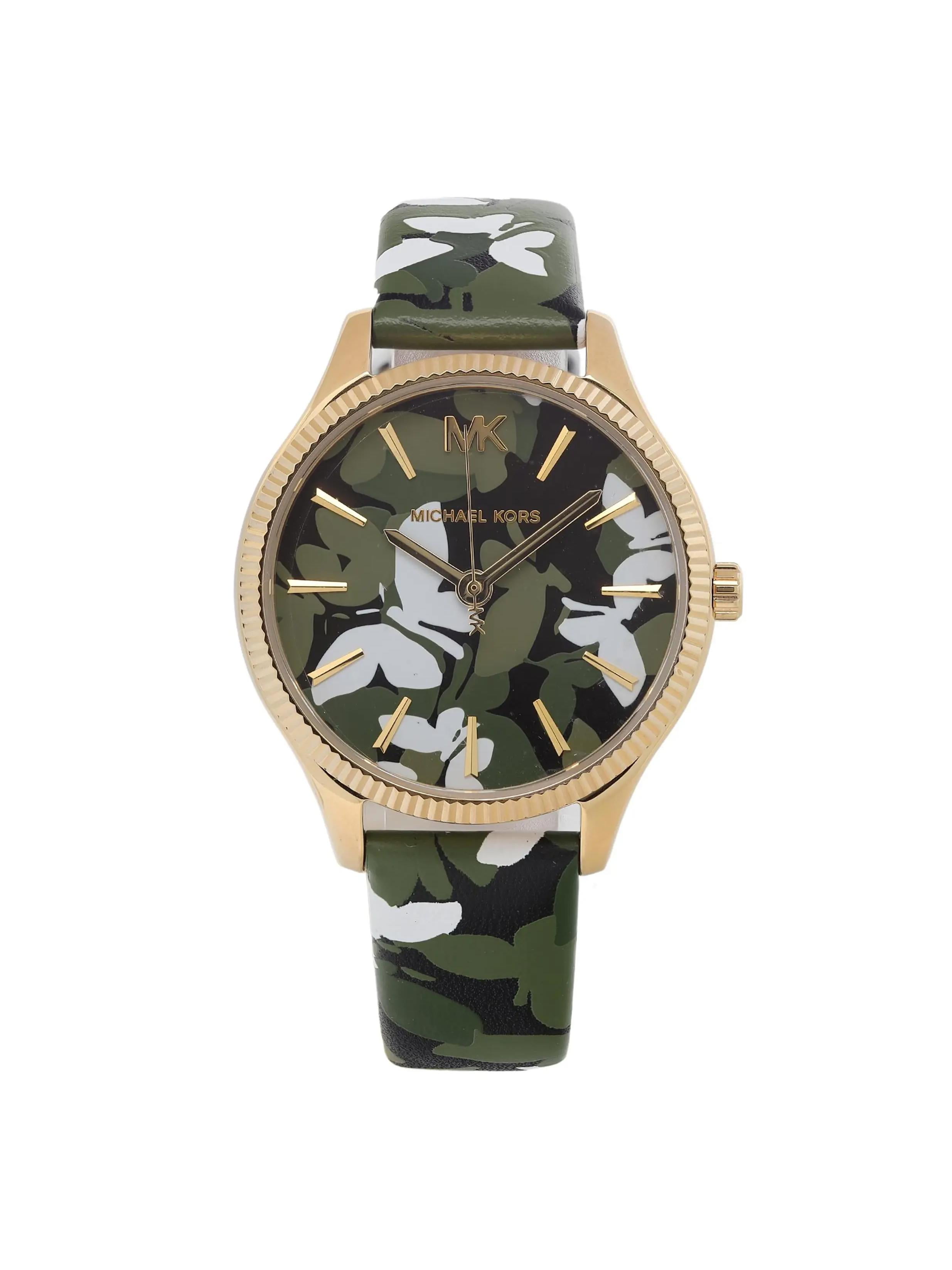 Michael Kors Lexington 36mm Steel Green Floral Dial Quartz Ladies Watch ...