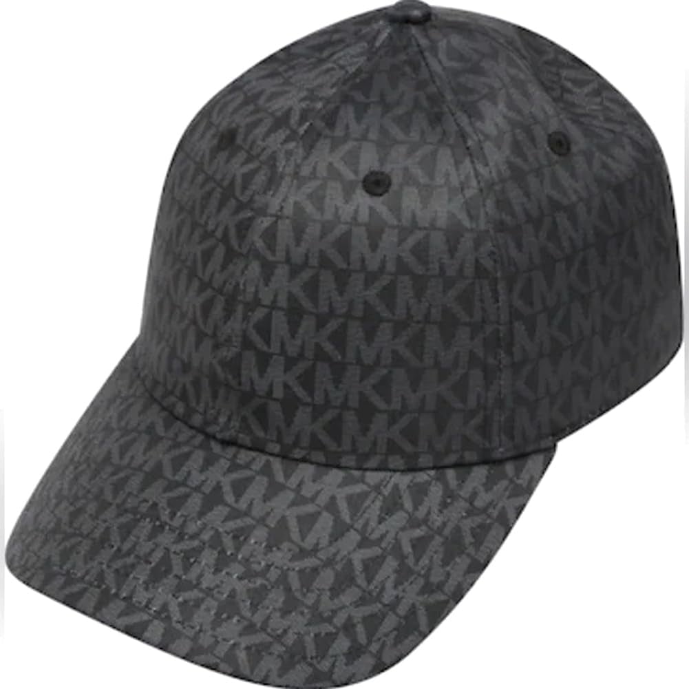 Michael Kors MK Logo Signature Hat Black MK Gray Logo Print Baseball ...