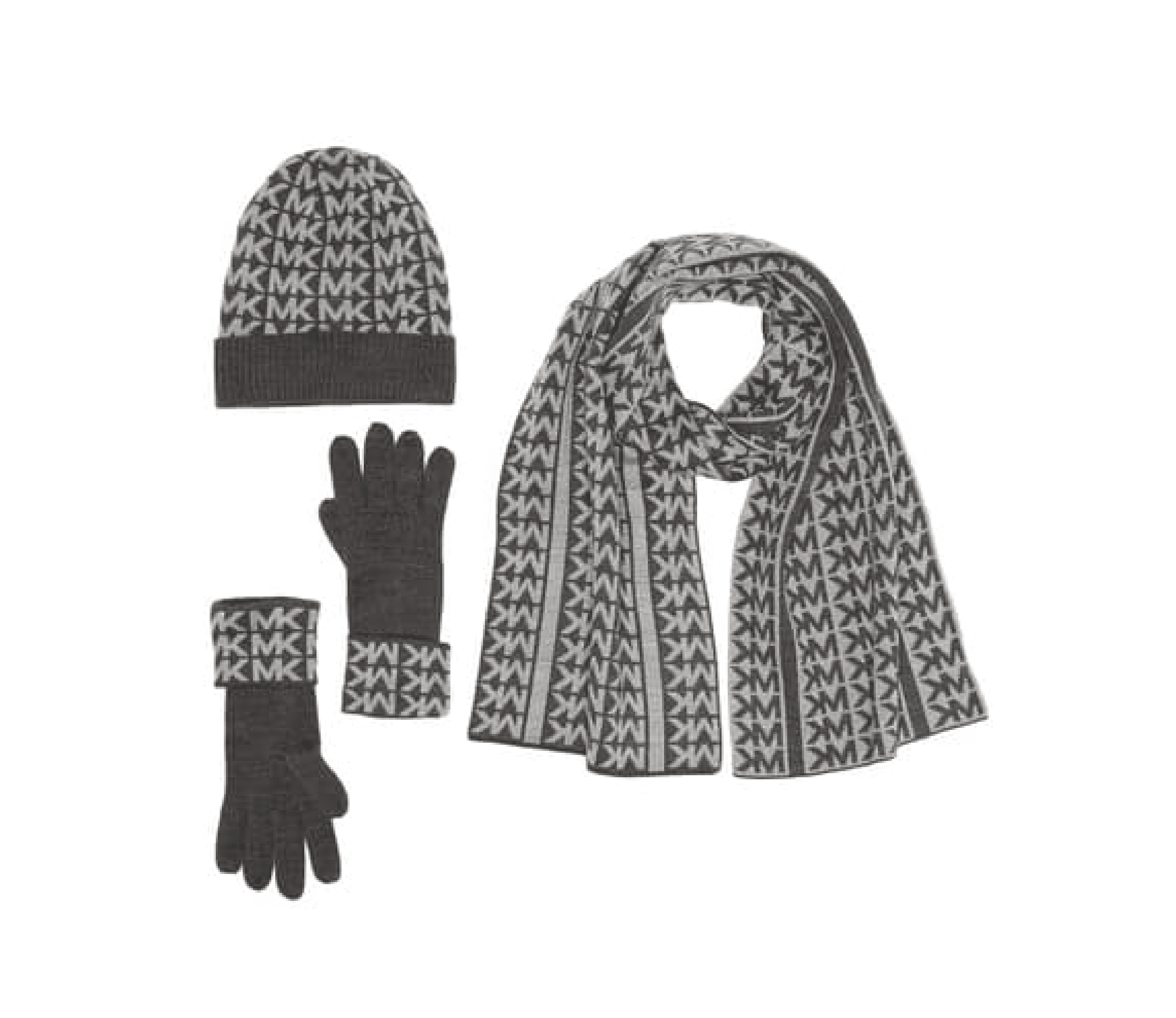 Michael Kors MK Sparkle Hat, Scarf & Glove Set, One Size Grey Gift Box ...