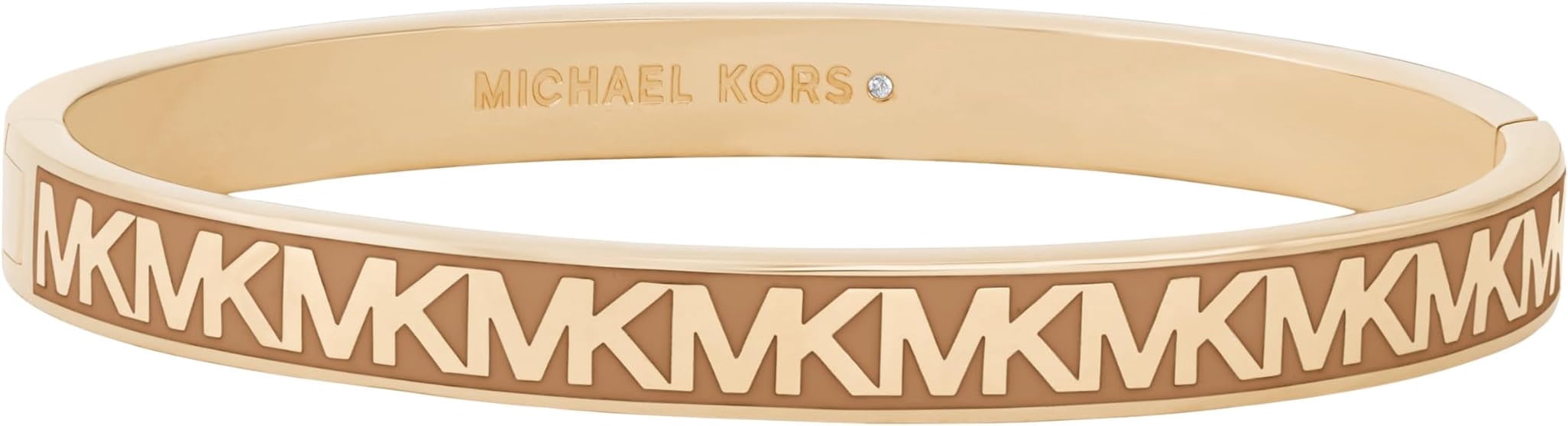 Michael Kors Women’s MK Logo Bangle Bracelet, Brown and Gold Tone Brass ...