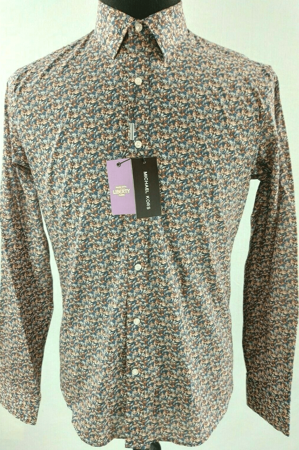 Michael Kors MULTI Slim Fit Remington Long Sleeve Shirt, US Large ...