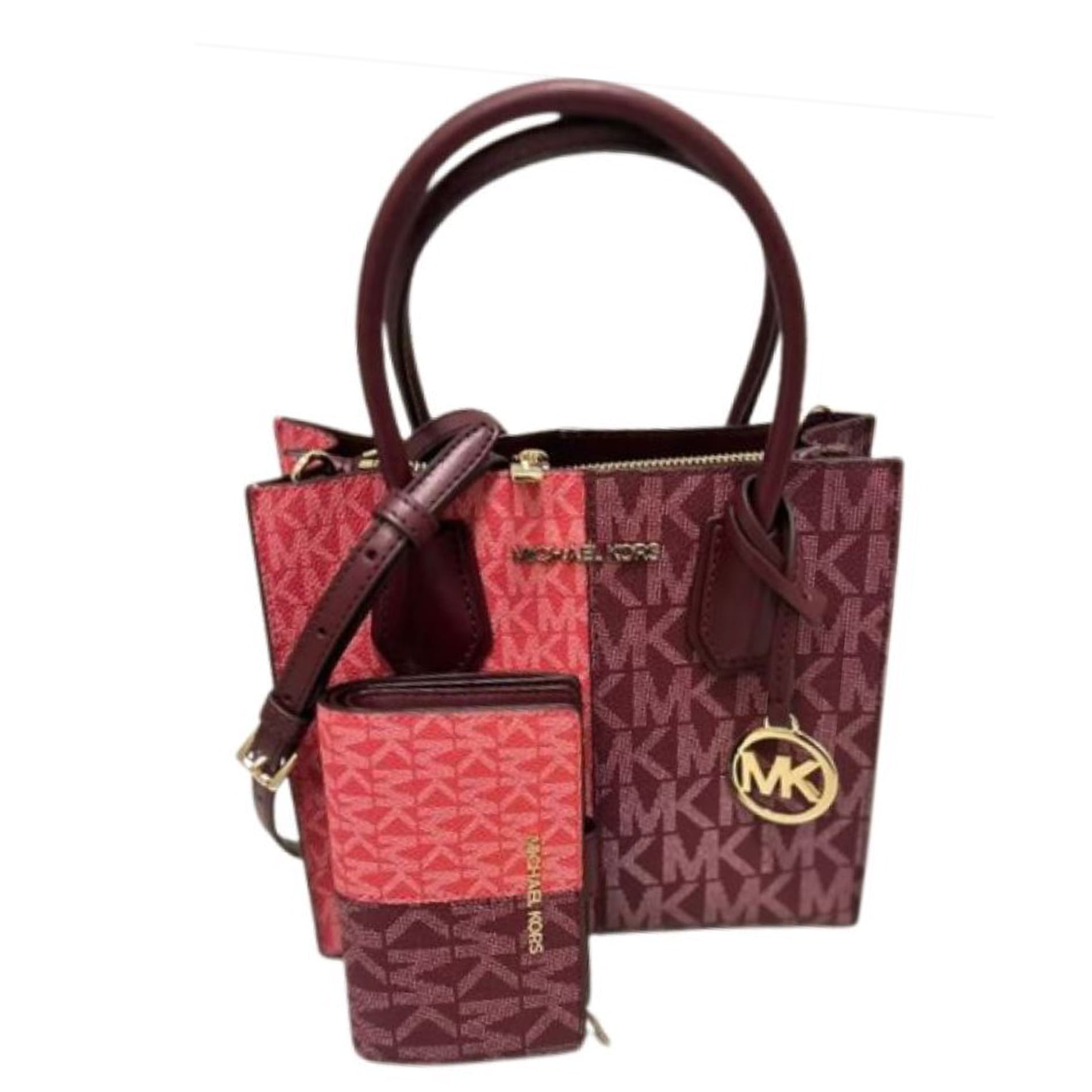 Michael Kors Medium Two-Tone Logo Crossbody and Bifold Wallet Set ...