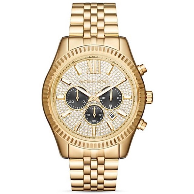 Michael Kors Men's Gold-Tone Lexington Chronograph Watch MK8494 ...