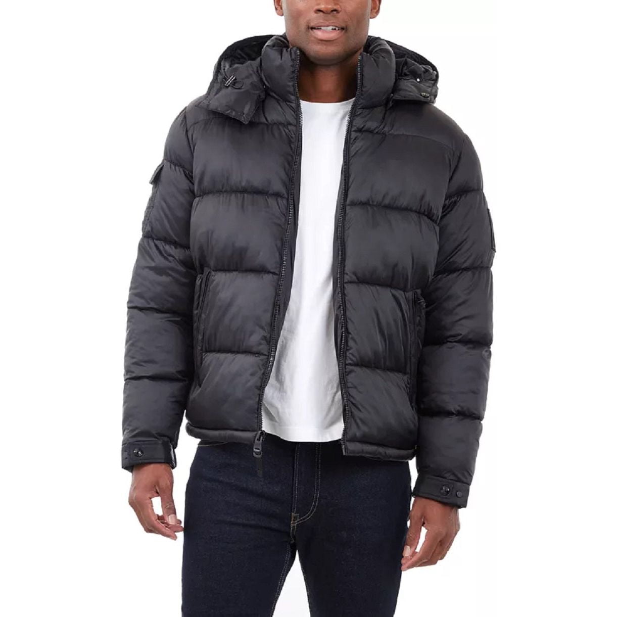 Michael Kors Men's Heavyweight Metallic Finish Winter Jacket (Black, M ...