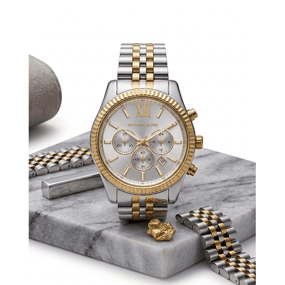 Michael Kors Men's Gold-Tone Chronograph Watch, 44mm Case, Stainless ...