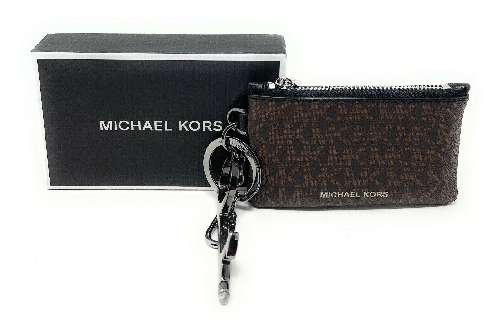 Michael Kors Men’s Logo Pouch and No Touch Keychain Box Set $128 (Brown Black Signature ...