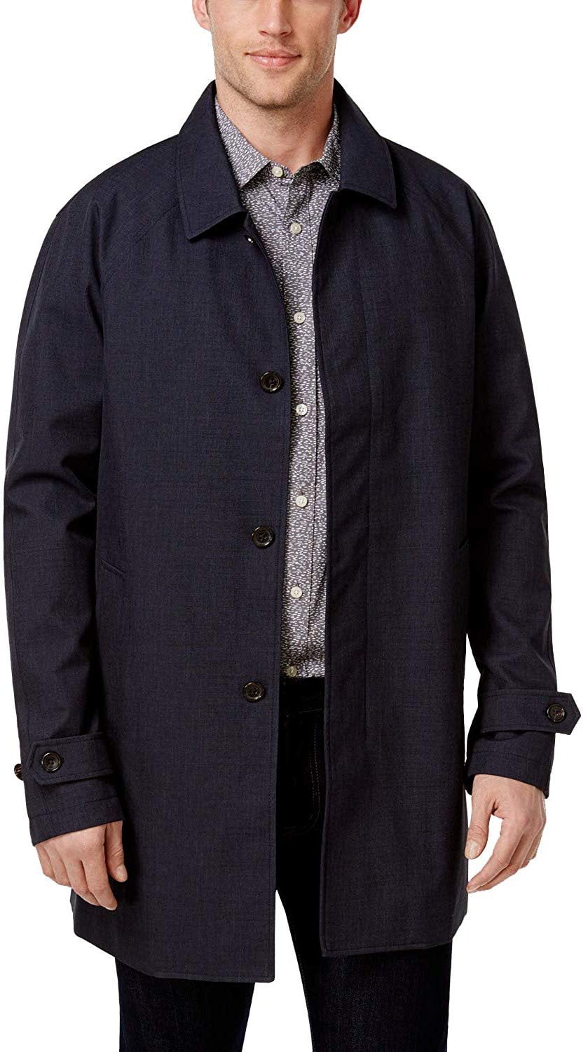 Michael Kors Men's MMK90376SL Collin Slim Fit Rain Coat - Denim - S ...