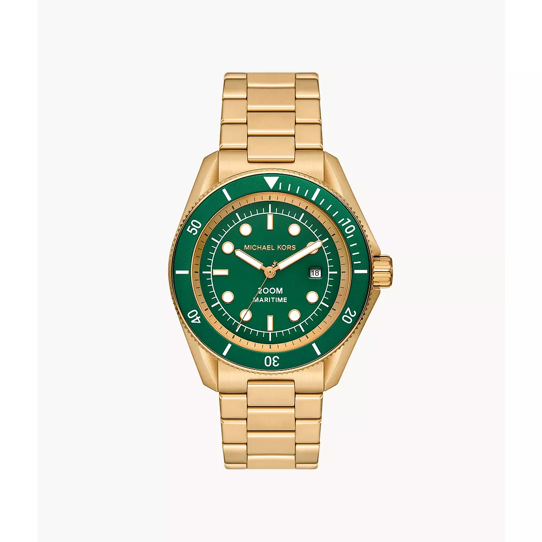 Michael Kors Men's Maritime Three-Hand Date Gold-Tone MK9162 Steel ...