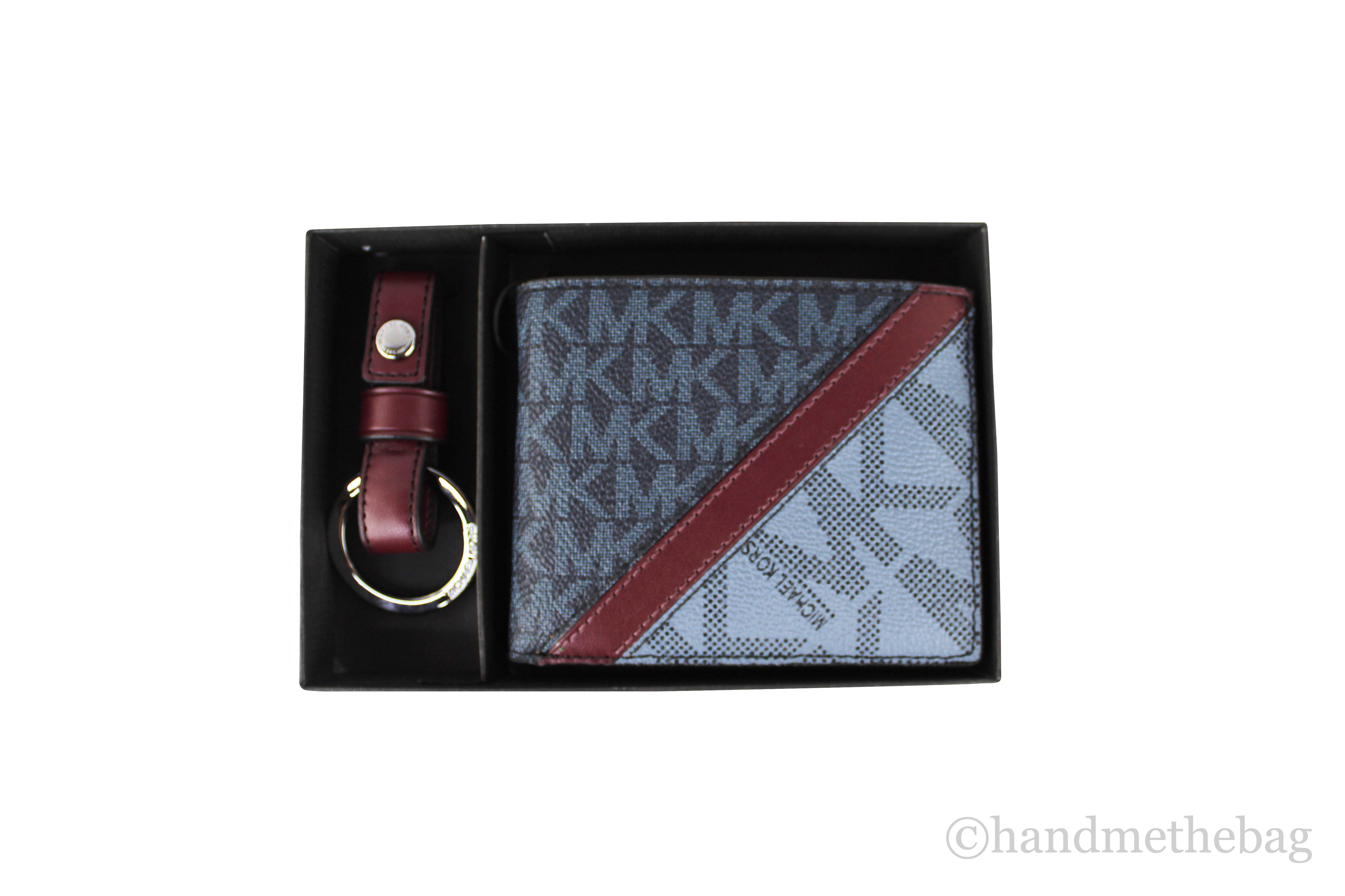 Michael Kors Mens Gifting Slim Admiral Denim Signature Bifold with Key ...