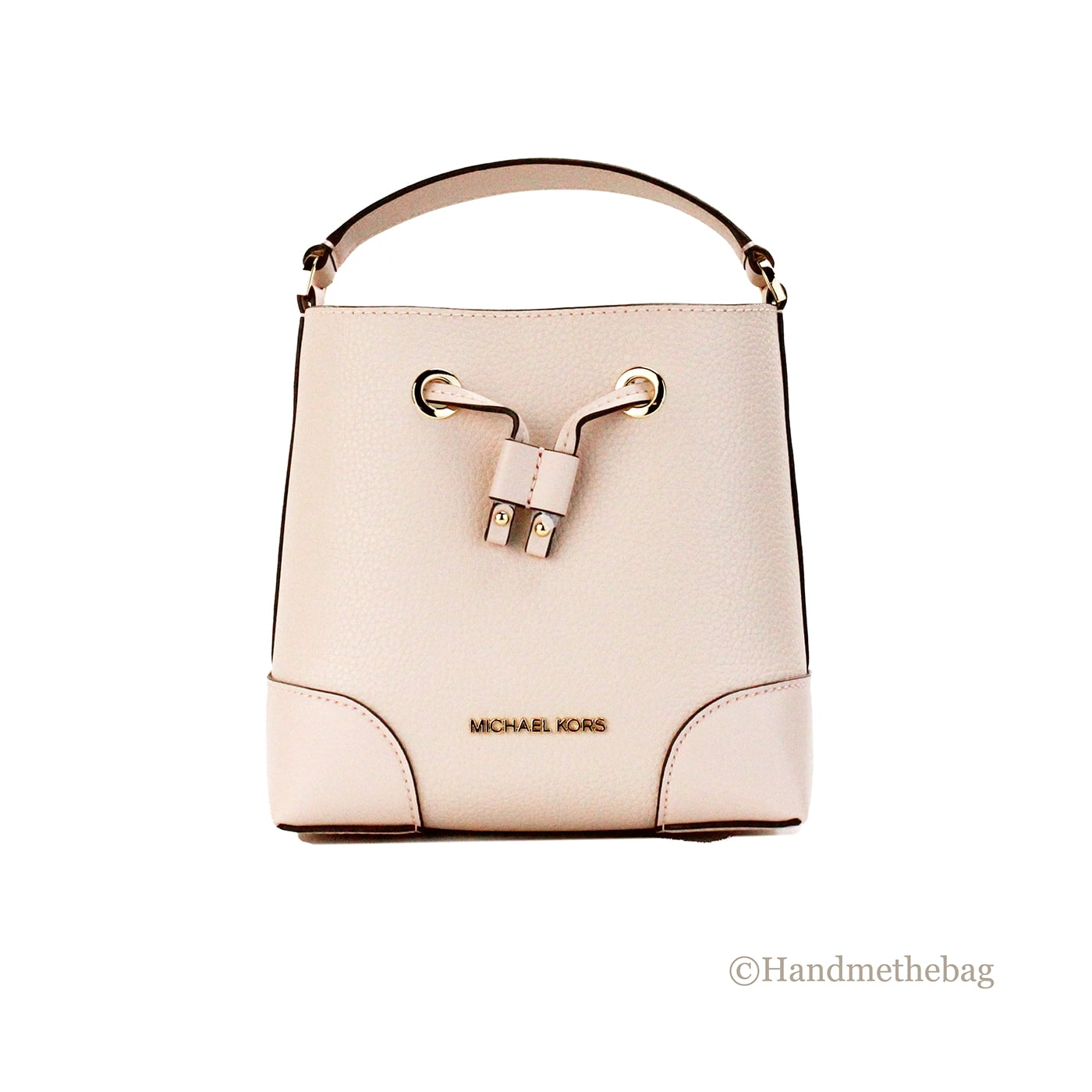 Michael Kors Mercer Small Powder Blush Pebble Leather Bucket Crossbody ...