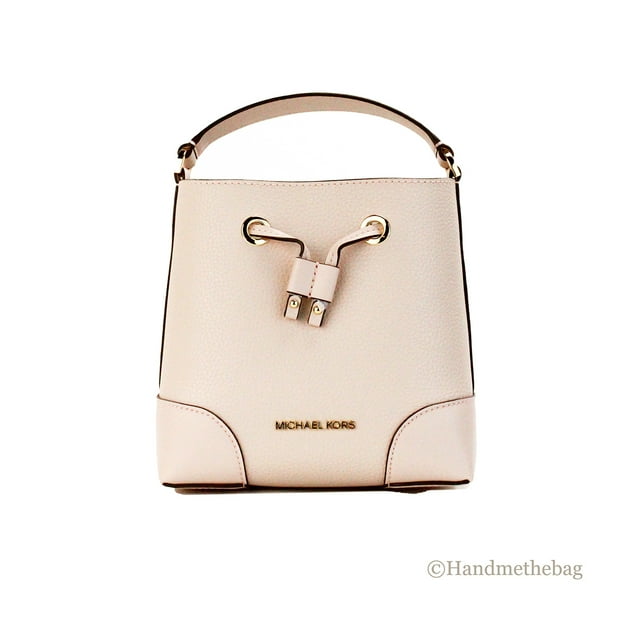 Michael Kors Mercer Small Powder Blush Pebble Leather Bucket Crossbody ...