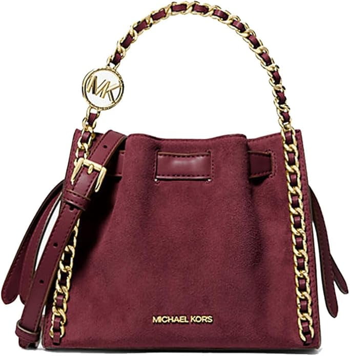 Michael Kors Mina Small Suede Logo Chain Crossbody Mini Belted Bag ...