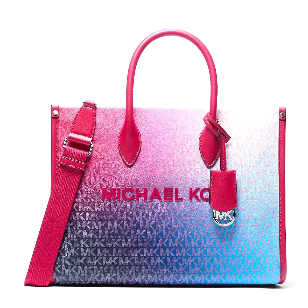 Michael Kors Outlet Mirella Medium Ombré Signature Logo Tote Bag Dark
