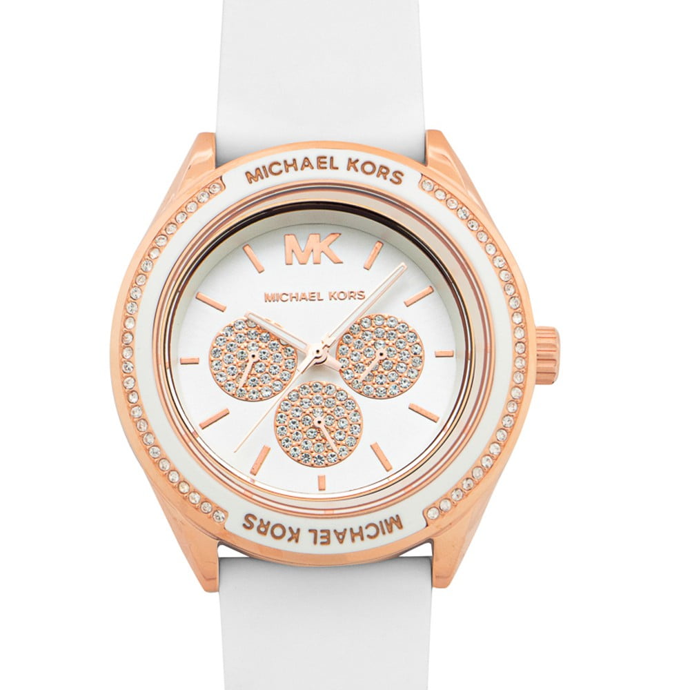 Michael Kors Oversized Quartz White Dial Stainless Steel Ladies Watch ...