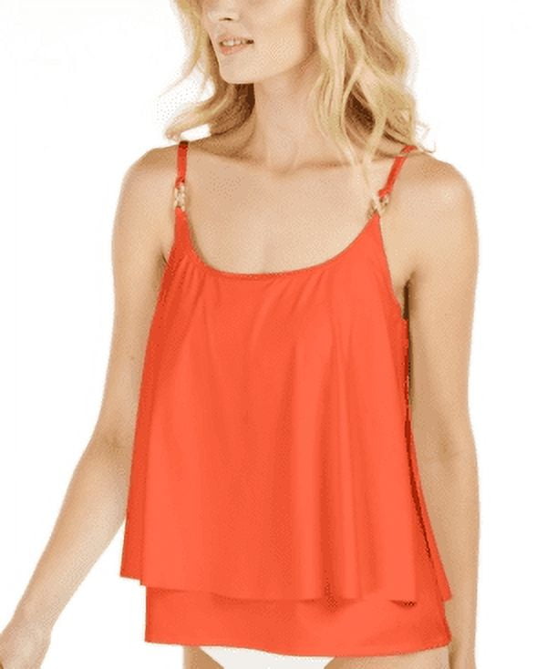 Michael Kors PERSIMMON Iconic Solids Double Layer Tankini Swim Top, US ...