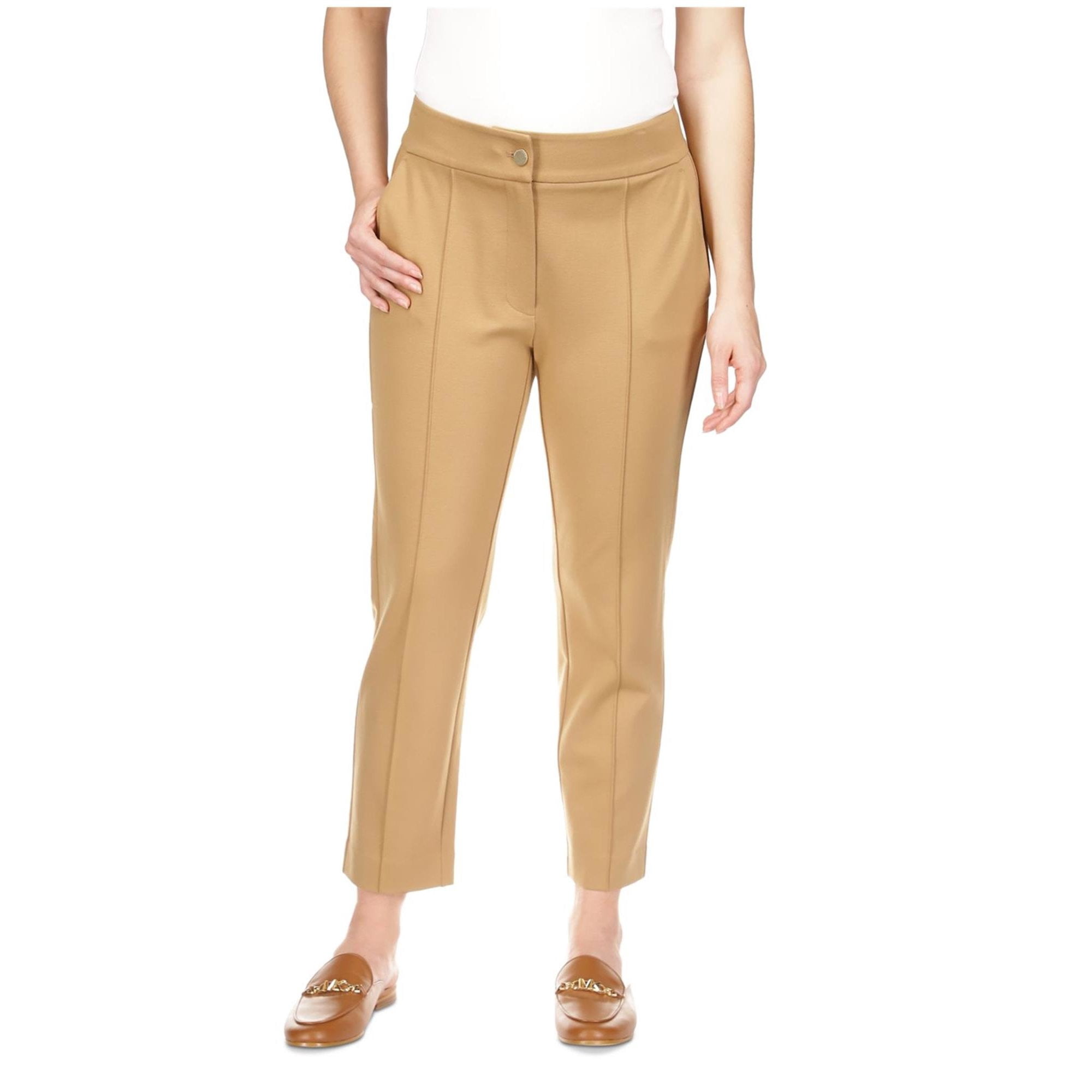 Michael Kors Womens Ponte Pintuck Dress Pants, Brown, Petite, PM ...