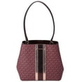 Michael Kors Pratt MK Logo Bucket Shoulder Bag Oxblood Multi Metallic ...