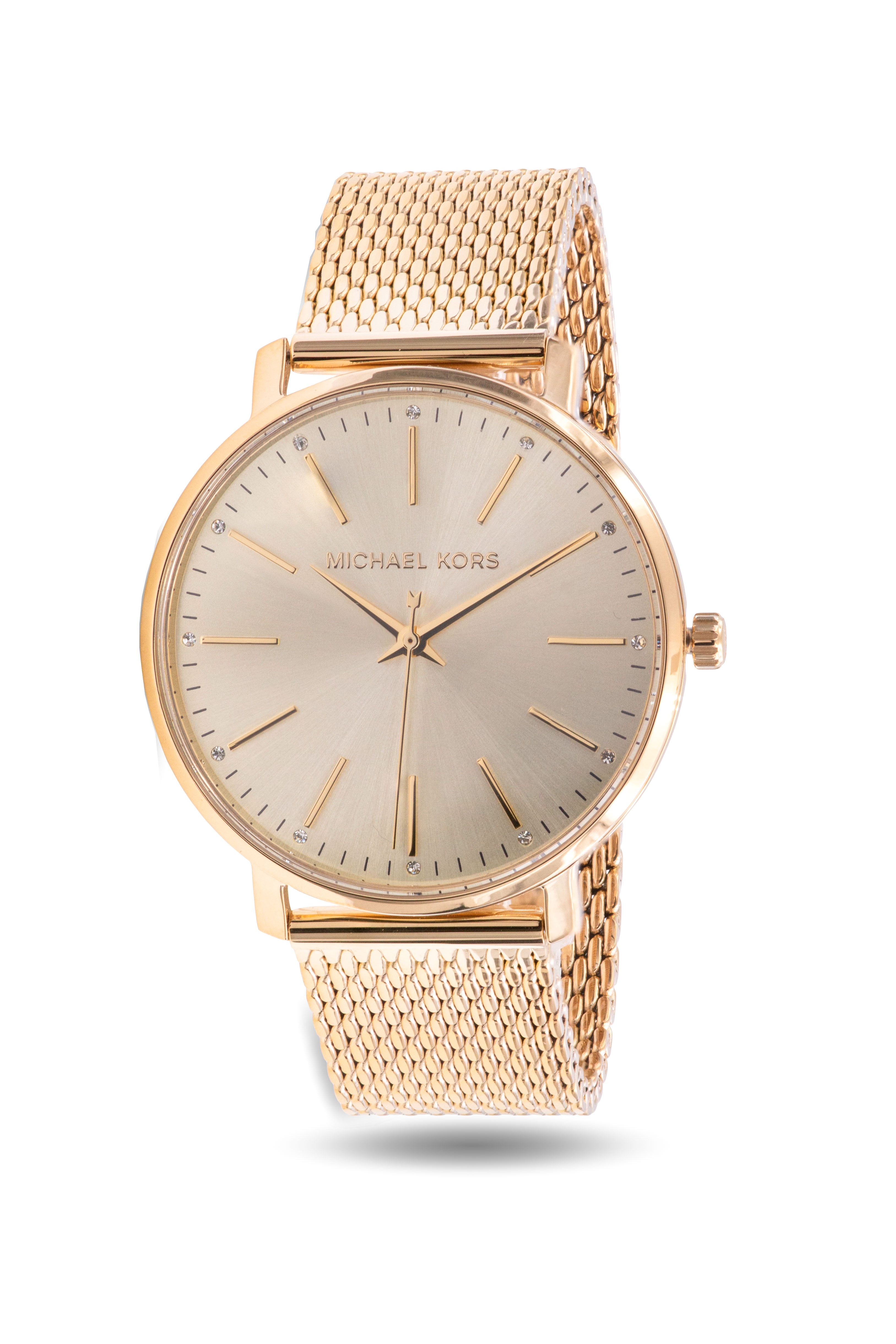 Michael Kors Pyper Three-Hand Gold-Tone Steel Mesh Women's Watch (Model ...
