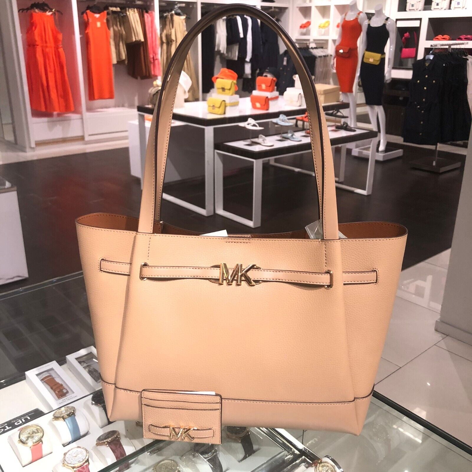 Michael Kors Reed Large Tote Shopper Shoulder Handbag Purse Bag + Card ...