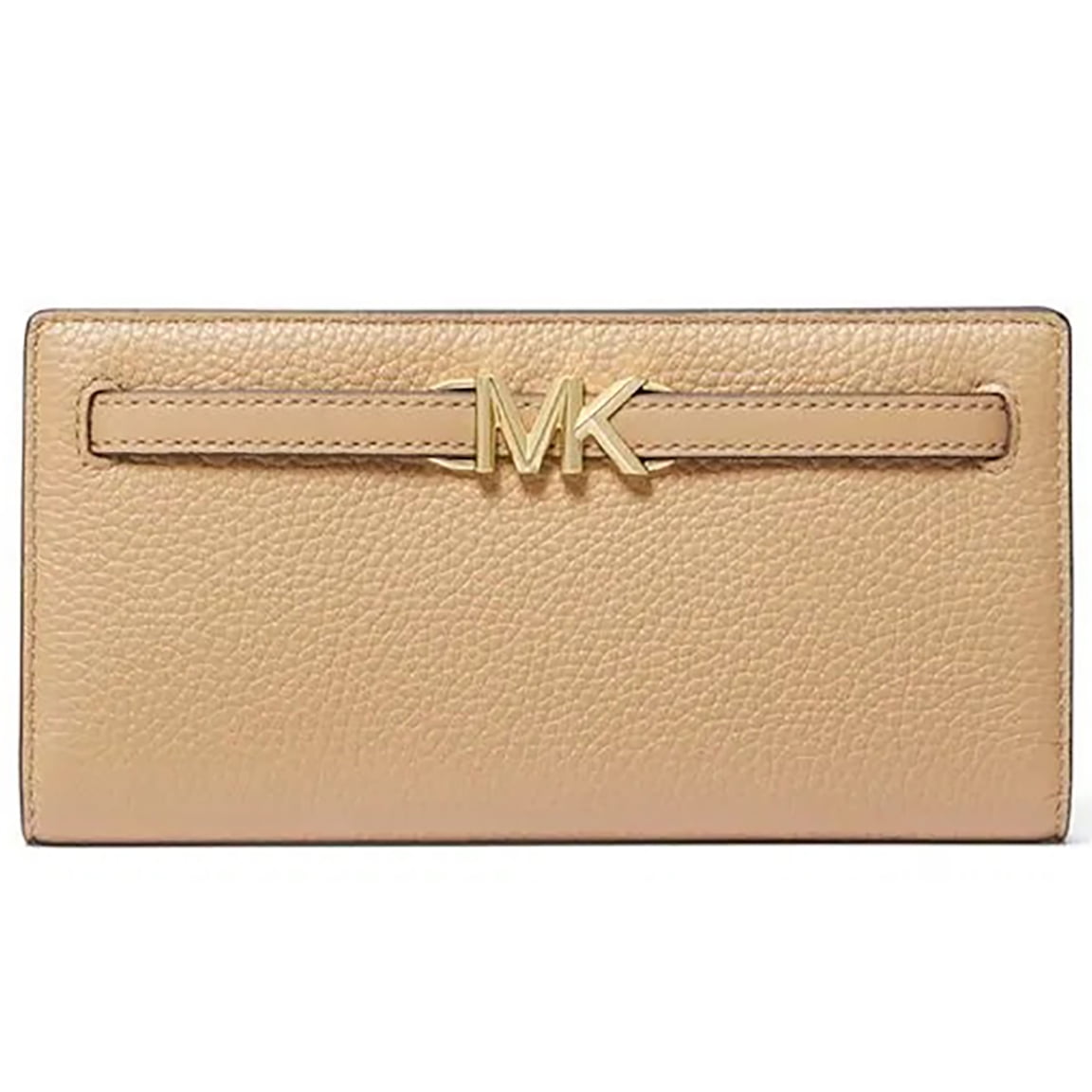Michael Kors Women's Reed Large Pebbled Leather Snap Wallet (Camel ...