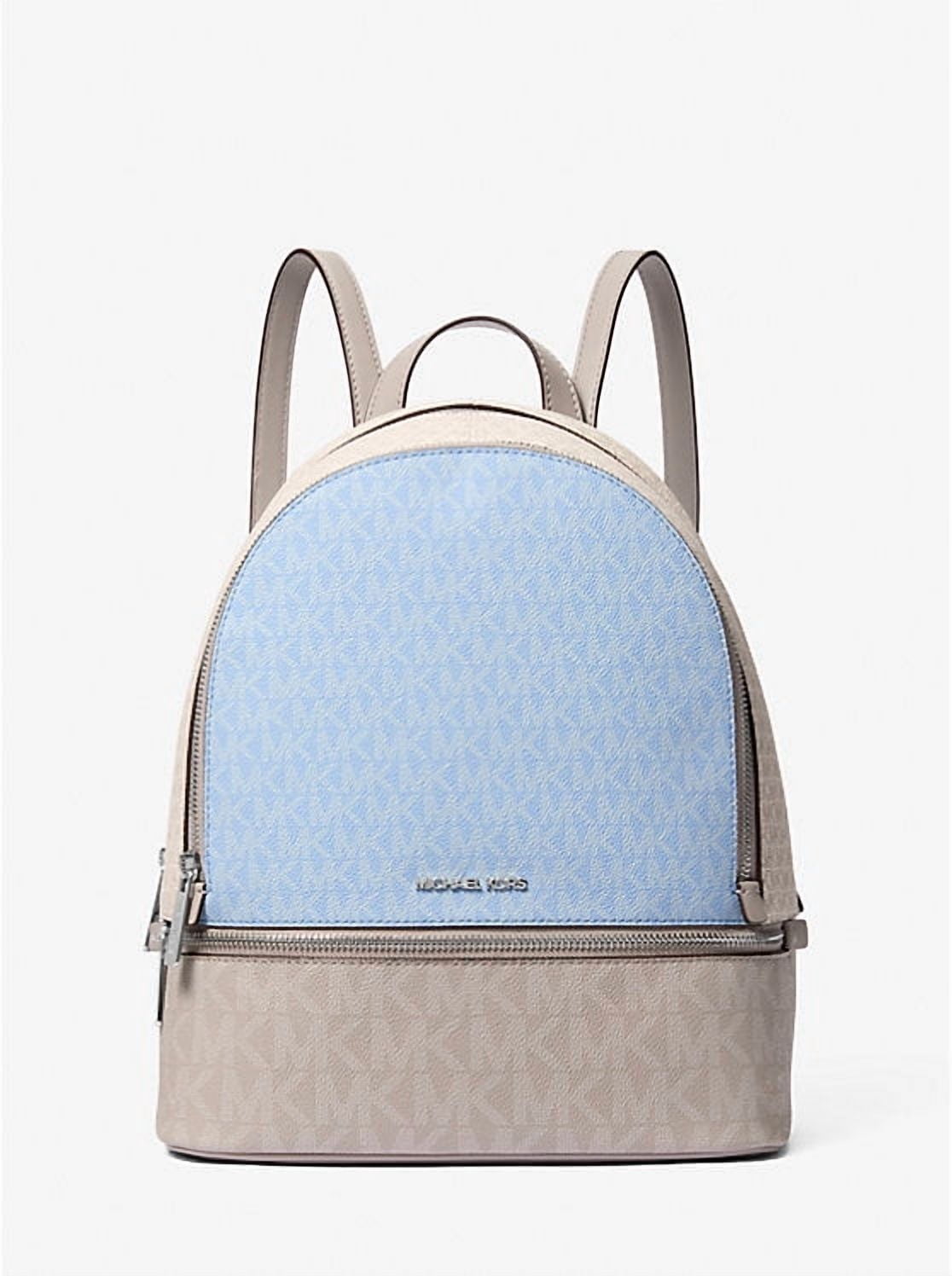 Michael Kors Rhea Medium Color-Block Signature Logo Backpack- LT SKY ...