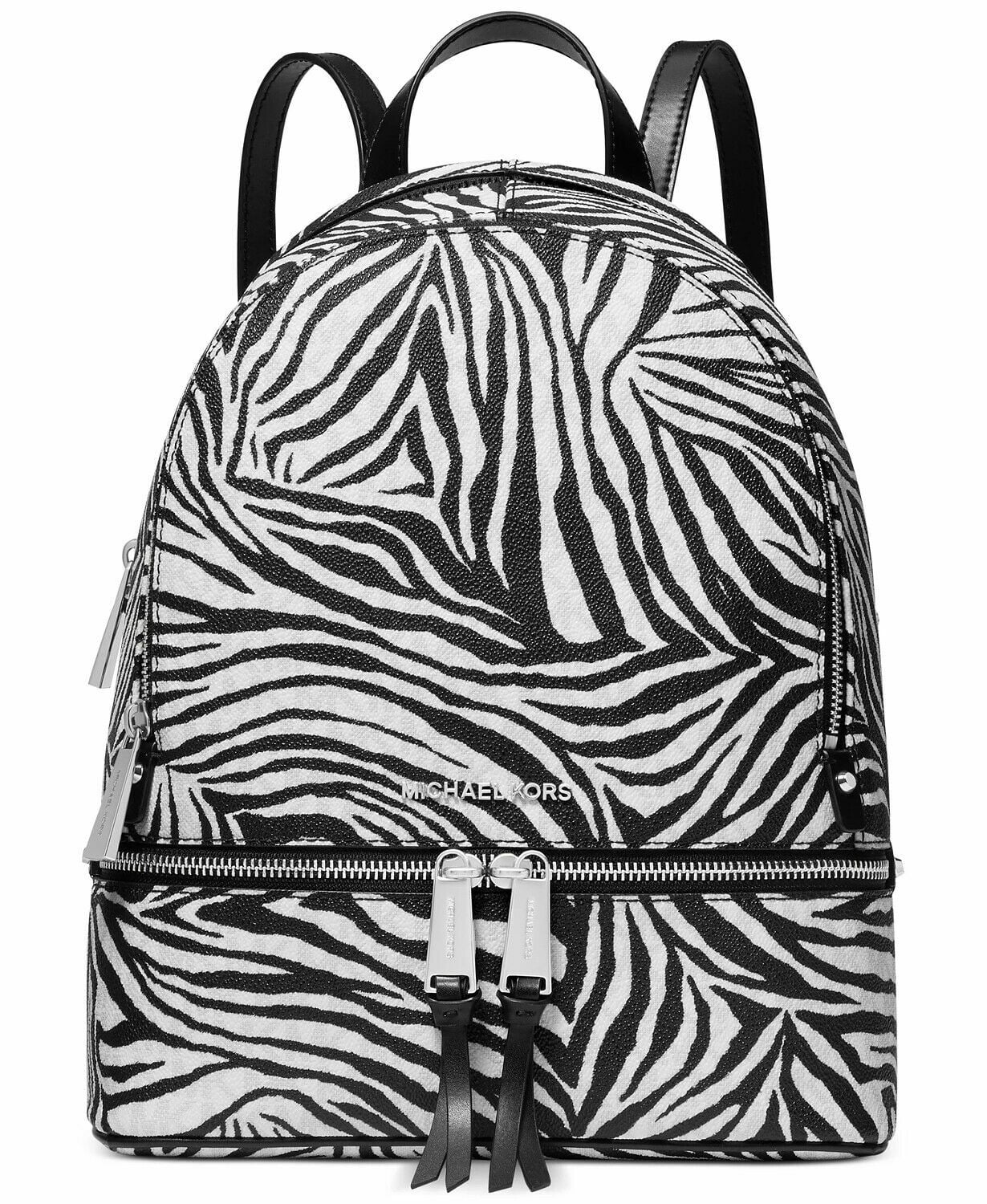 Michael Kors Rhea Signature Zebra Medium Backpack, Black White ...